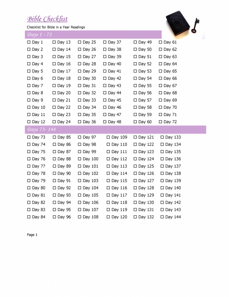 Bible in a Year Checklist - Curious and Cozy