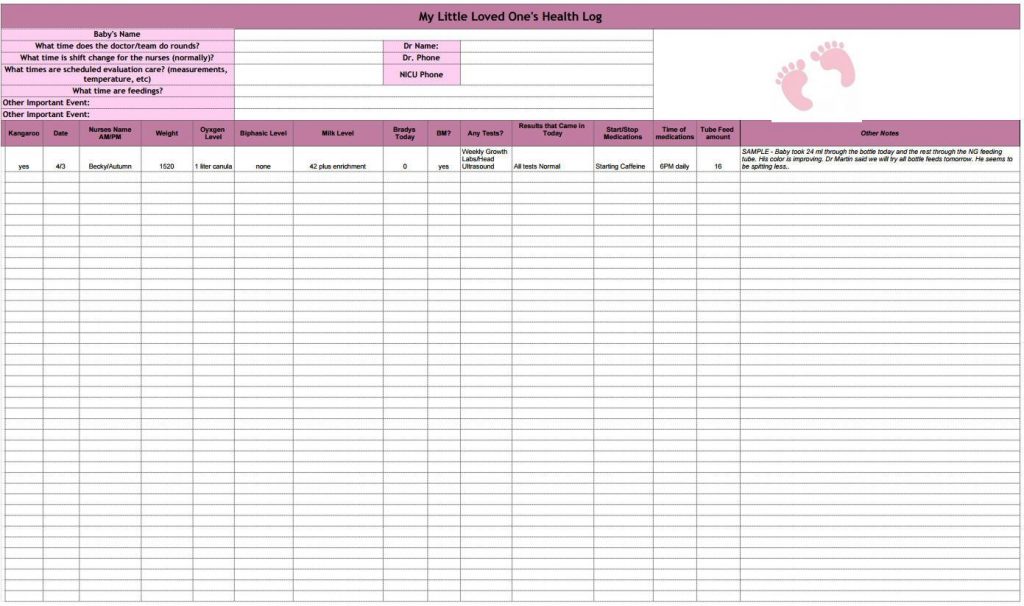 Free Preemie Tracking Chart for Baby Book or Scrapbooking - Curious and ...
