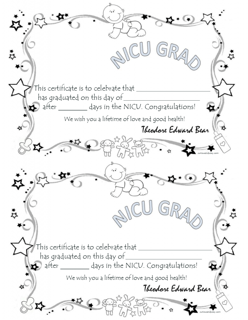 Free NICU Graduation Certificate - Curious and Cozy