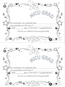 Free NICU Graduation Certificate - Curious and Cozy